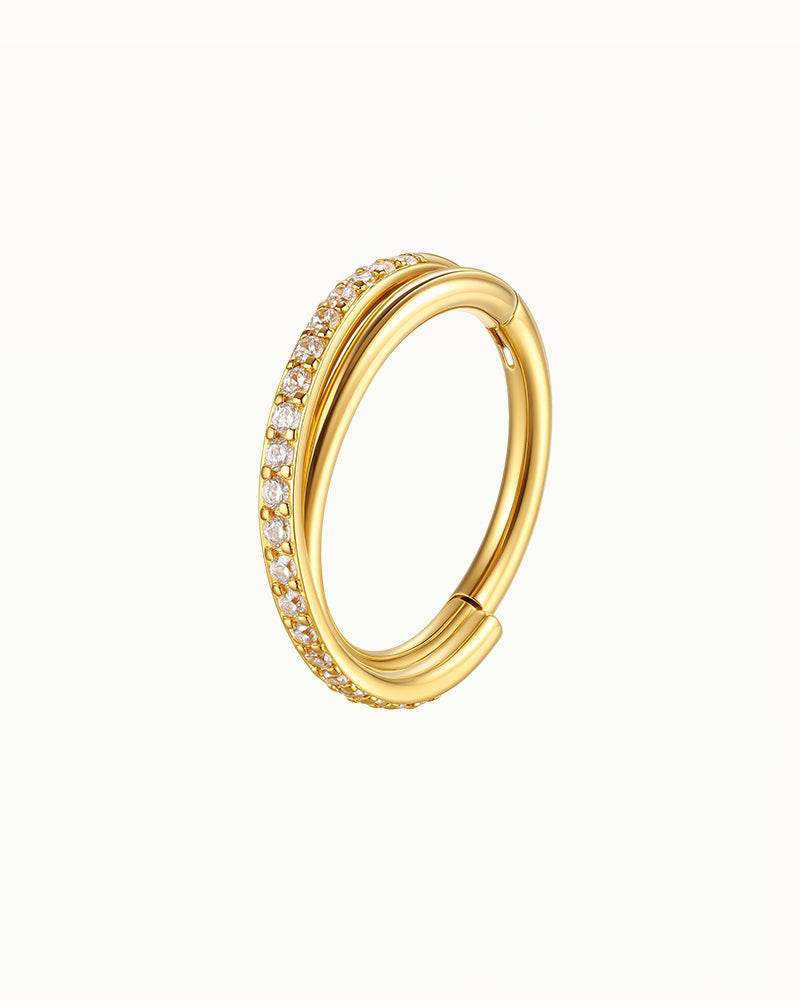 Titanium Dubbele Twist Klikring met Steentjes - Kathy – Maeya Jewelry