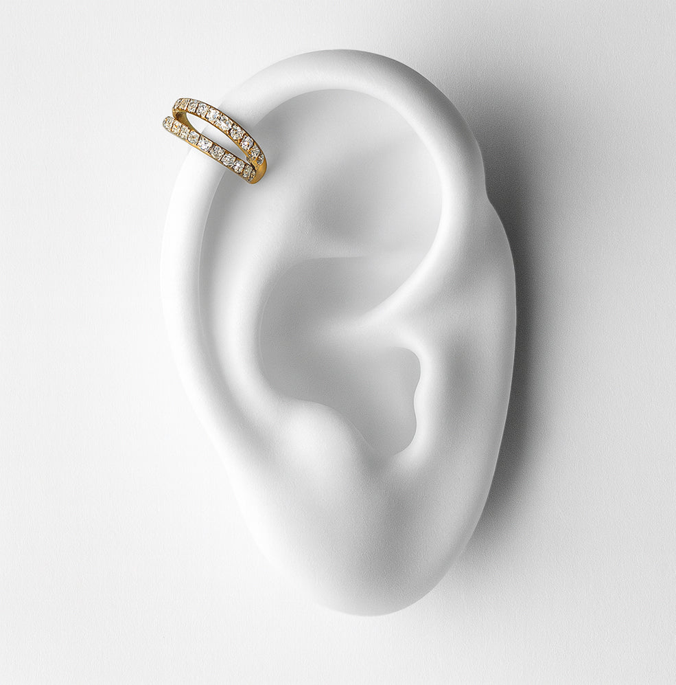 Titanium Dubbele Ring met Steentjes Piercing - Selma – Maeya Jewelry